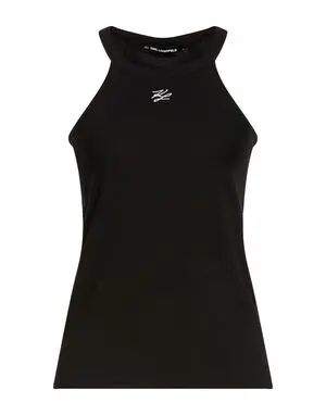 Karl Lagerfeld Tank Top With Embroidered Logo - Black