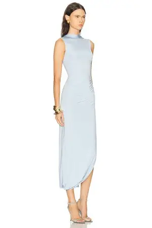 SELF-PORTRAIT Jersey Draped Maxi Dress - Blue