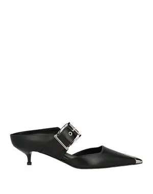 Alexander McQueen Mules & Clogs In Calfskin With Metal Appliqués - Black