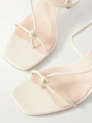 LOEFFLER RANDALL Triana Embellished Leather Sandals - White