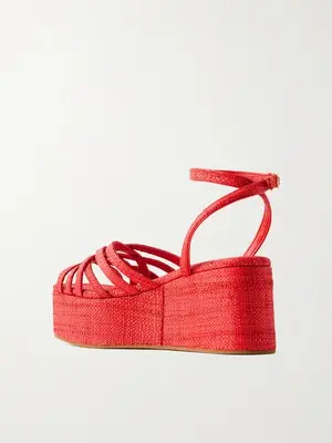 LOEFFLER RANDALL Channing Raffia Platform Sandals - Red