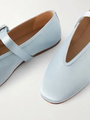 Le Monde Beryl Stella Satin Mary Jane Ballet Flats - Blue