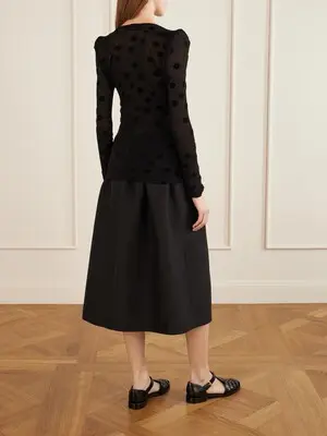 Junya Watanabe Polka-dot Flocked Cotton-jersey Blouse