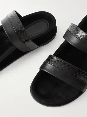 Gabriela Hearst Low Striker Paneled Suede And Leather Sandals - Black