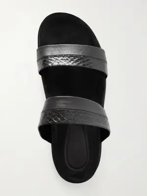 Gabriela Hearst Low Striker Paneled Suede And Leather Sandals - Black