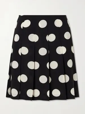 Junya Watanabe Pleated Polka-dot Georgette Midi Skirt - Black