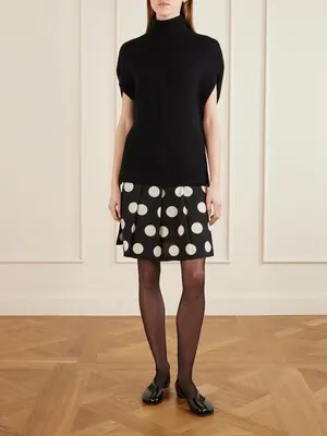 Junya Watanabe Pleated Polka-dot Georgette Midi Skirt