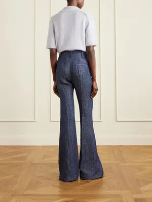 Gabriela Hearst Rhein Linen-chambray Flared Pants - Blue