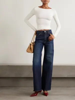 Eterne Cropped Ribbed Stretch-jersey Top - Neutrals
