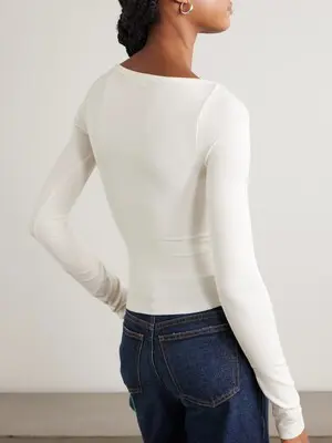 Eterne Cropped Ribbed Stretch-jersey Top - Neutrals