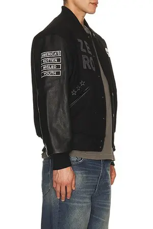 PLEASURES X Zero Skateboards Varsity Jacket