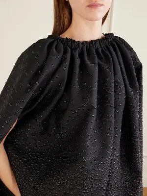 Comme Des Garçons Gathered Cloqué Midi Dress - Black
