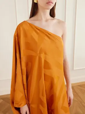 DIMA AYAD Printed Crepe One-shoulder Gown