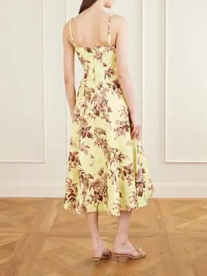 Cara Cara Gimlet Floral-print Linen Maxi Dress - Yellow