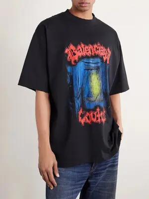 Balenciaga Oversized Logo-print Cotton-jersey T-shirt