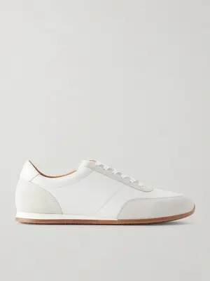 Mr P. Suede-trimmed Leather Sneakers - Neutrals