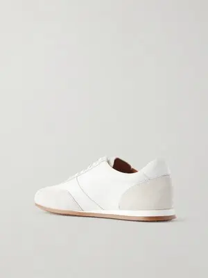 Mr P. Suede-trimmed Leather Sneakers - Neutrals
