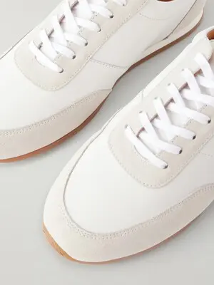 Mr P. Suede-trimmed Leather Sneakers - Neutrals