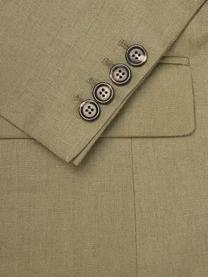BODE Linen Double-breasted Blazer - Green