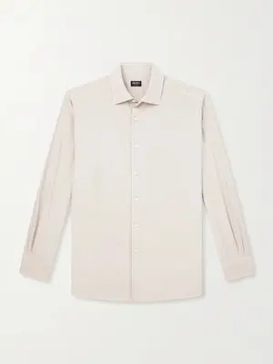 Zegna Garment-dyed Mulberry Silk Shirt - Neutrals