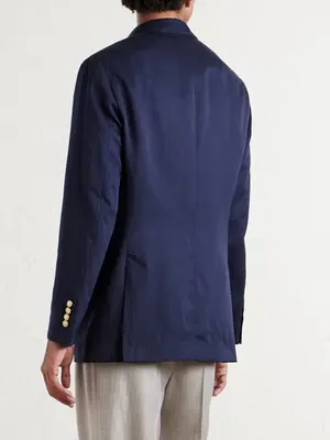 Brunello Cucinelli Double-breasted Silk And Linen-blend Blazer