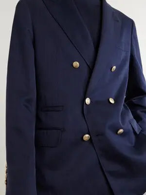 Brunello Cucinelli Double-breasted Silk And Linen-blend Blazer