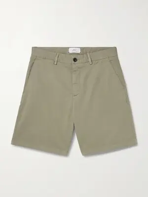 Mr P. Straight-leg Cotton-blend Twill Bermuda Shorts - Green