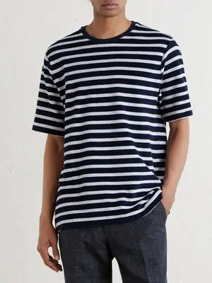 Mr P. Striped Cotton-terry T-shirt - Blue