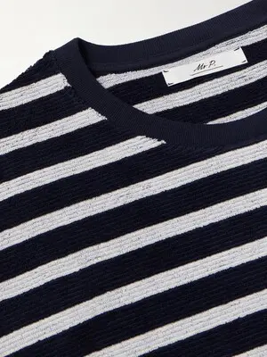 Mr P. Striped Cotton-terry T-shirt - Blue