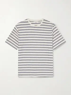 Mr P. Striped Cotton-terry T-shirt - Blue