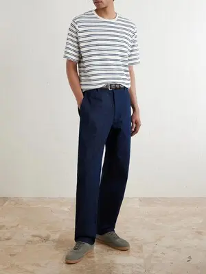 Mr P. Striped Cotton-terry T-shirt - Blue