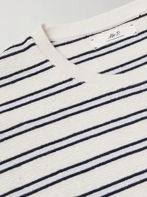 Mr P. Striped Cotton-terry T-shirt - Blue
