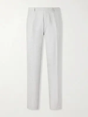 Mr P. Linen Delave Check Slim Fit Trousers - Gray