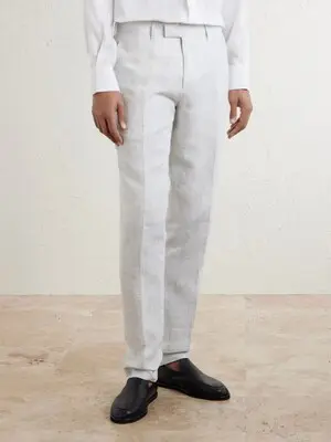 Mr P. Linen Delave Check Slim Fit Trousers