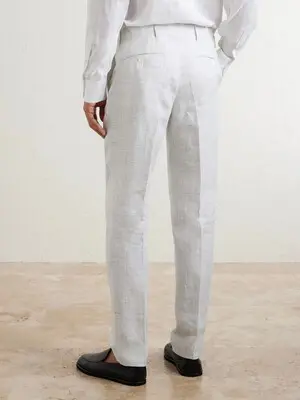 Mr P. Linen Delave Check Slim Fit Trousers