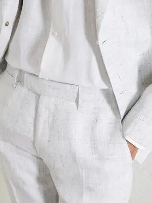 Mr P. Linen Delave Check Slim Fit Trousers