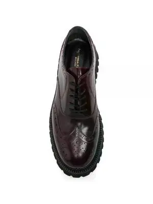 ADRIANNA FERETTI Bordeaux Brogue Detailing Tread Sole Loafers