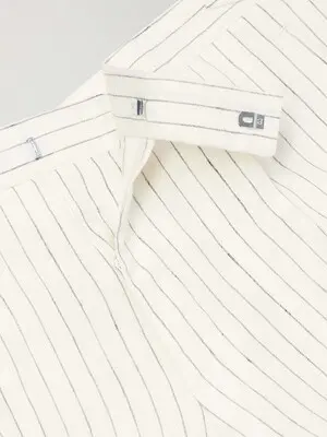 Mr P. Tapered Pleated Pinstriped Linen Suit Trousers