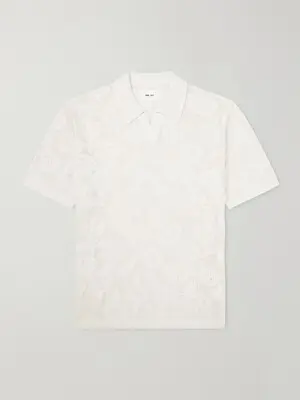 Nn07 Ryan Flower 60019 Knitted Cotton Polo Shirt - Neutrals