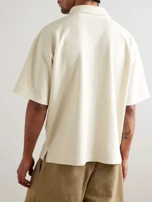 FRAME Textured Cotton-blend Polo Shirt