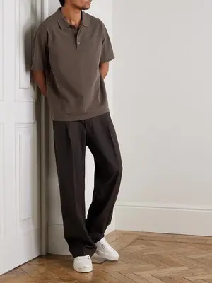 FRAME Cotton-piqué Polo Shirt - Brown