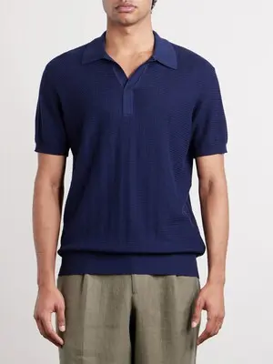 Mr P. Silk And Cotton-blend Knitted Polo Shirt