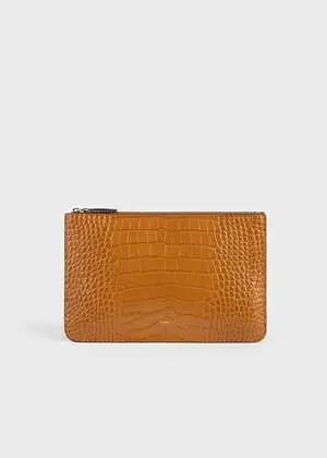 TOTEME Threefold Croco-embossed Clutch - Orange