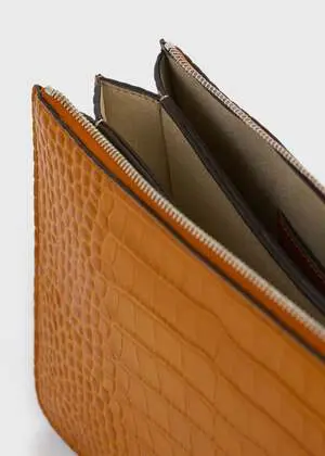 TOTEME Threefold Croco-embossed Clutch - Orange