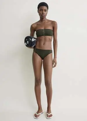 TOTEME Ribbed Strapless Bandeau Bikini Top - Green
