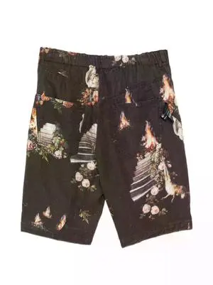 Undercover Floral Print Elasticated Waist Shorts - Brown