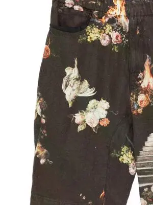 Undercover Floral Print Elasticated Waist Shorts - Brown