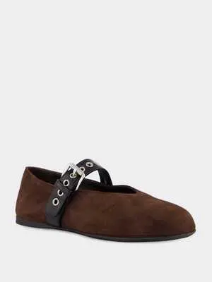 Miu Miu Suede Ballerina Flats - Brown