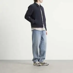WAX LONDON Eldon Cotton Linen Crinkle Jacket - Navy