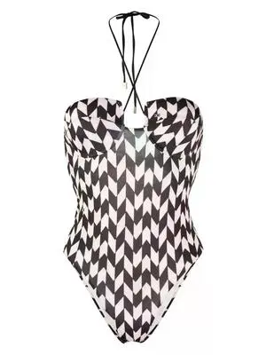 Elisabetta Franchi Geometric-print Swimsuit - Neutrals